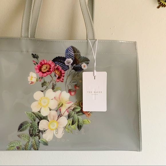 Ted Baker Grey Floral Purse With Fringe | semashow.com